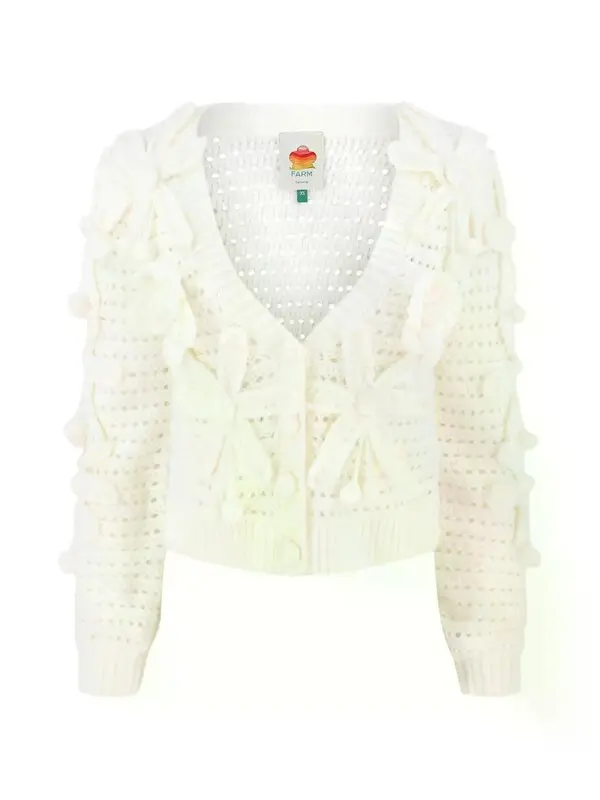 Farm Rio Floral Appliqué Cardigan - White
