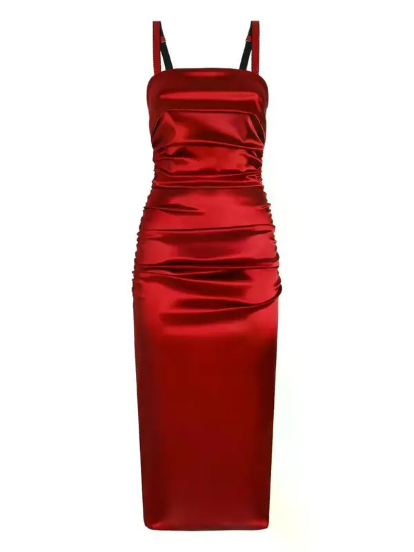 Dolce & Gabbana Stretch Satin Fitted Dress - Red