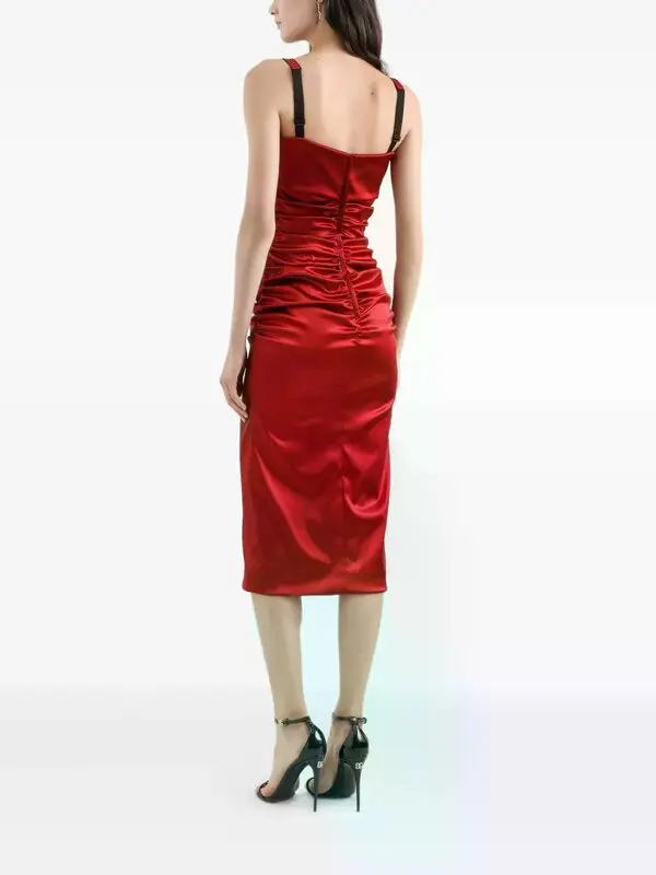 Dolce & Gabbana Stretch Satin Fitted Dress - Red