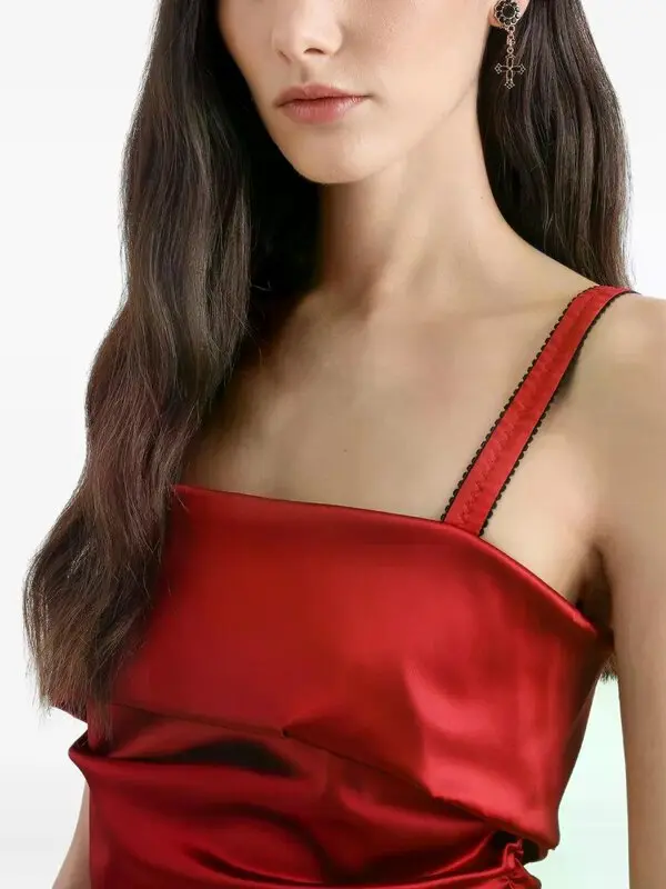 Dolce & Gabbana Stretch Satin Fitted Dress - Red