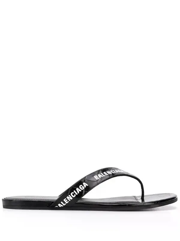 Balenciaga Crocodile Effect Logo Sandals