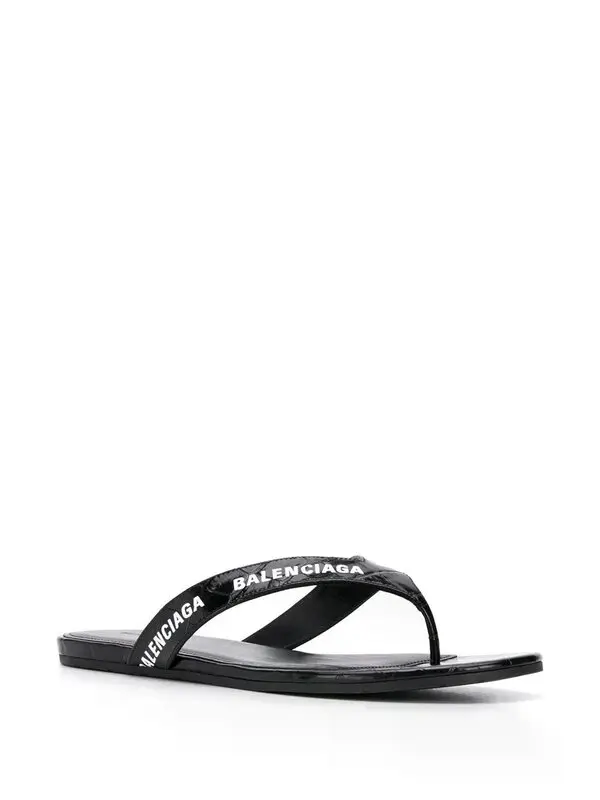 Balenciaga Crocodile Effect Logo Sandals