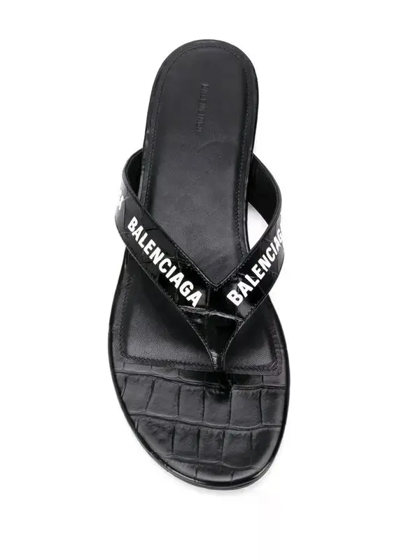 Balenciaga Crocodile Effect Logo Sandals