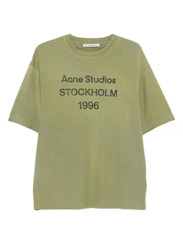 Acne Studios Logo-print Cotton-hemp T-shirt - Green