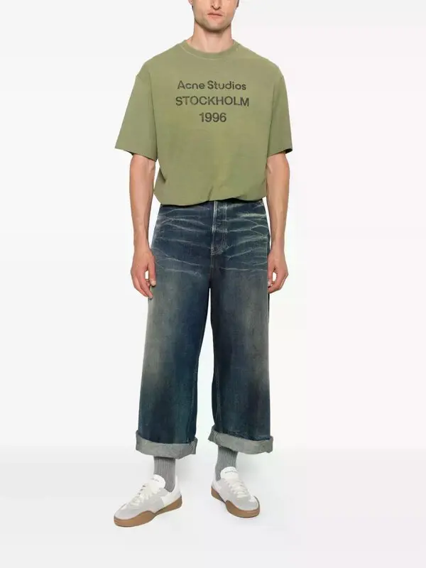 Acne Studios Logo-print Cotton-hemp T-shirt - Green