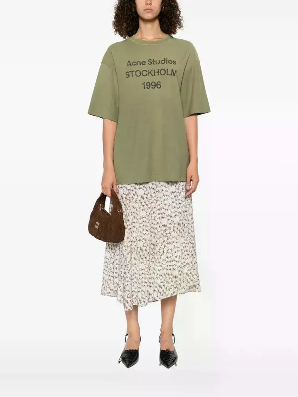 Acne Studios Logo-print Cotton-hemp T-shirt - Green