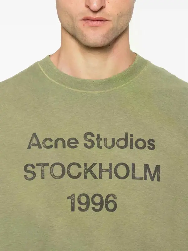 Acne Studios Logo-print Cotton-hemp T-shirt - Green