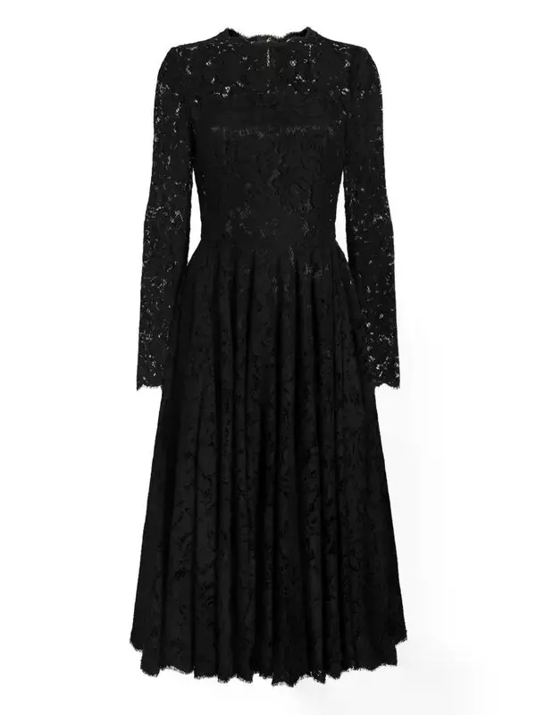 Dolce & Gabbana Lace Long-sleeve Midi Dress - Black