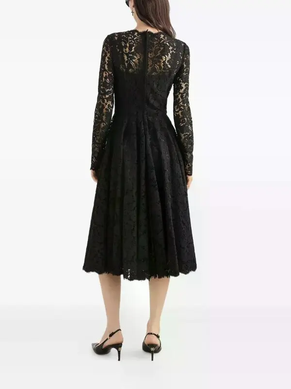 Dolce & Gabbana Lace Long-sleeve Midi Dress - Black