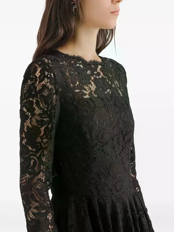 Dolce & Gabbana Lace Long-sleeve Midi Dress - Black