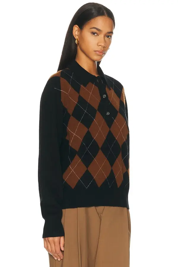 RÓHE Compact Knitted Check Polo Sweater