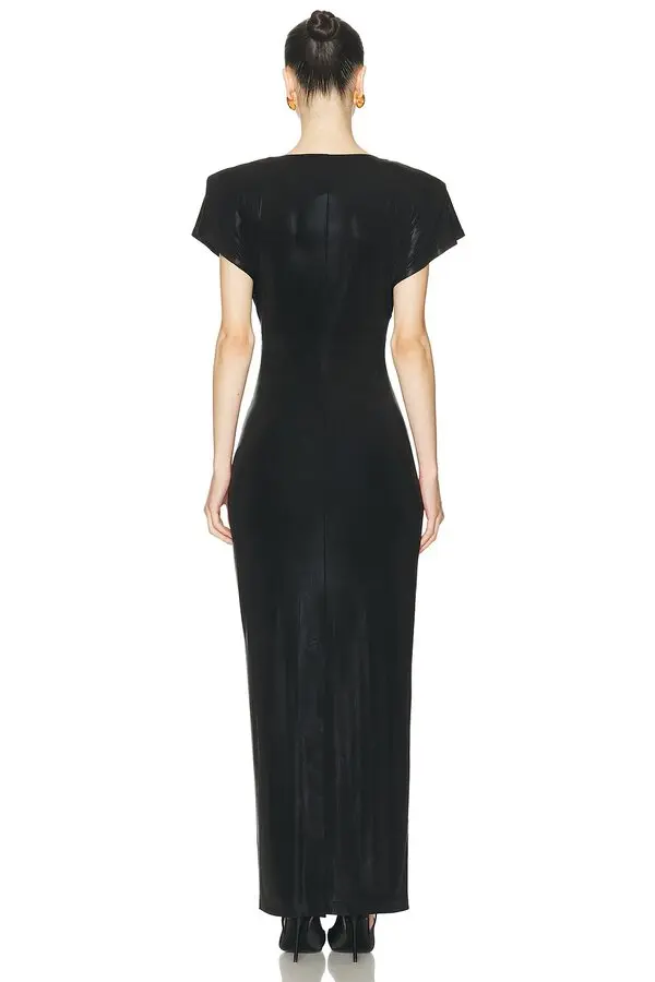 Norma Kamali Cap Sleeve Shoulder Pad Long Dress - Black