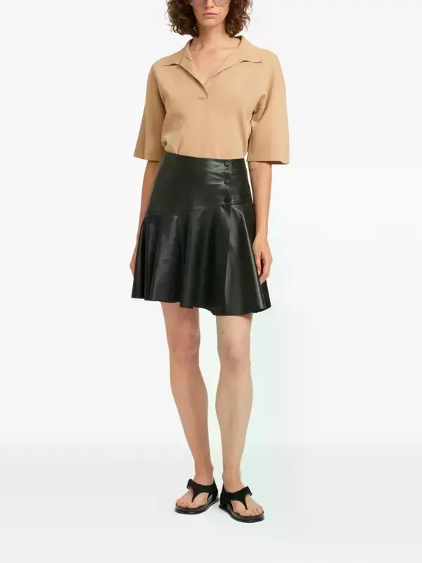 YVES SALOMON Panelled Leather A-line Skirt