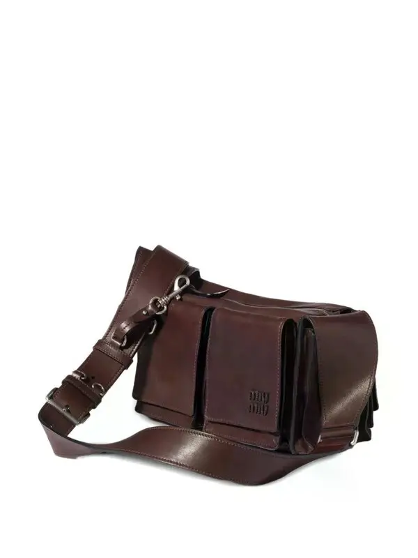 Miu Miu Utilitaire Leather Shoulder Bag - Brown