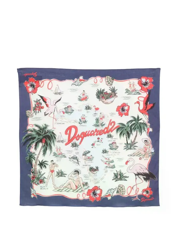 Dsquared2 Floral-print Scarf - Blue