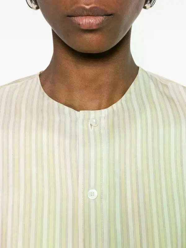 Carven Striped Collarless Shirt