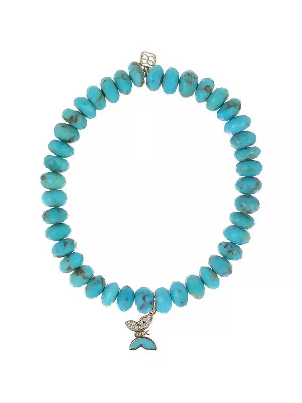 SYDNEY EVAN Turquoise & Diamond Butterfly Charm Bracelet - Gold