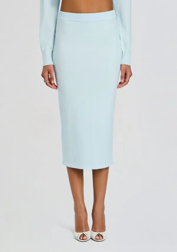 SEROYA Tansy Knit Midi Skirt - Arctic Blue