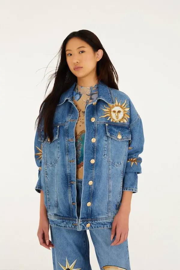Farm Rio Printed Jacket - Denim