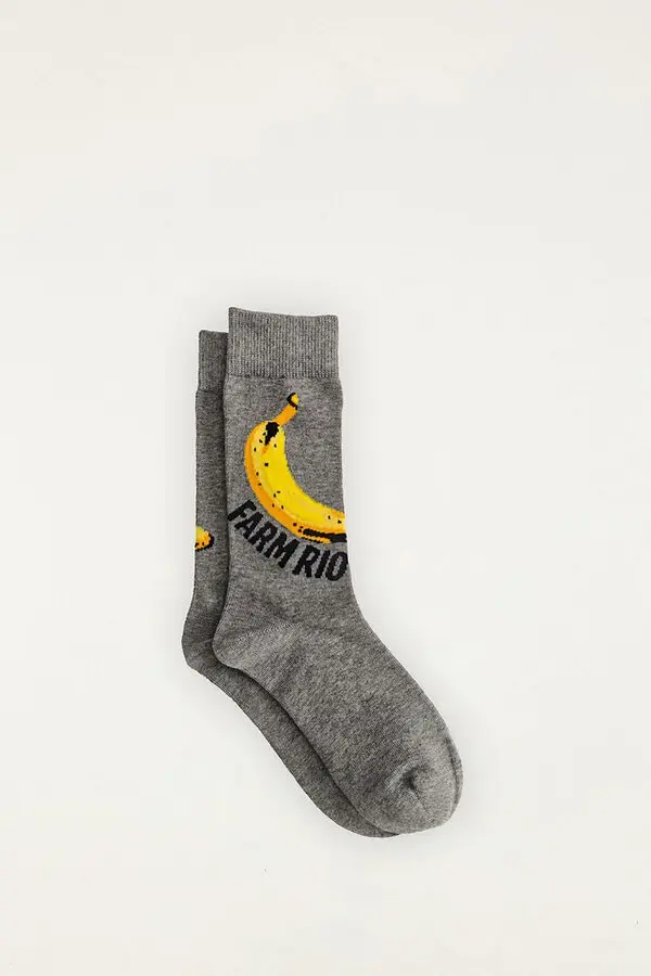 Farm Rio Patterned Socks - Melange Banana