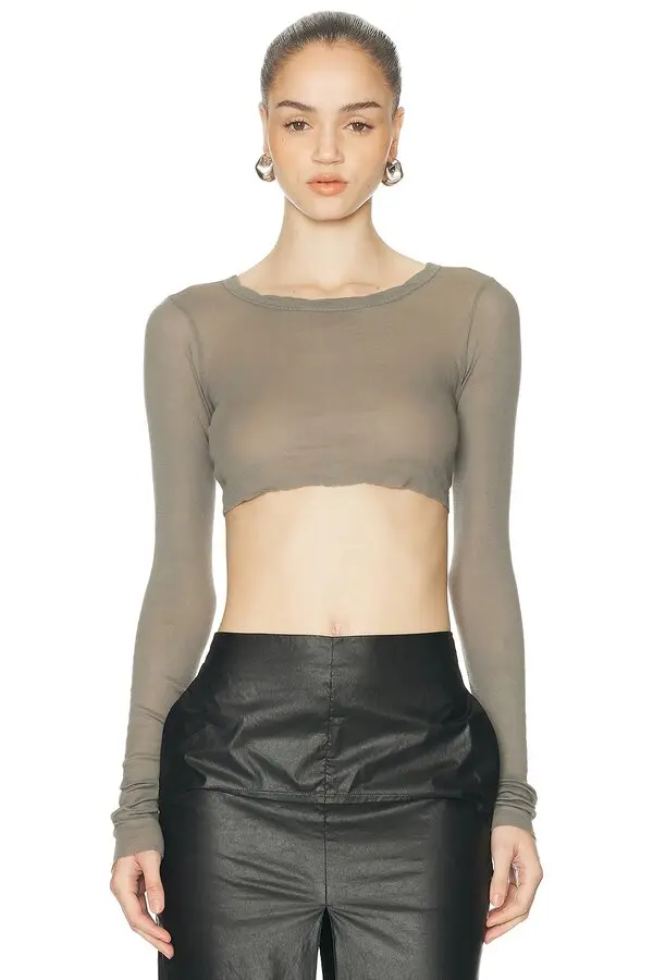 Rick Owens Long Sleeve Cropped Tee - Euca