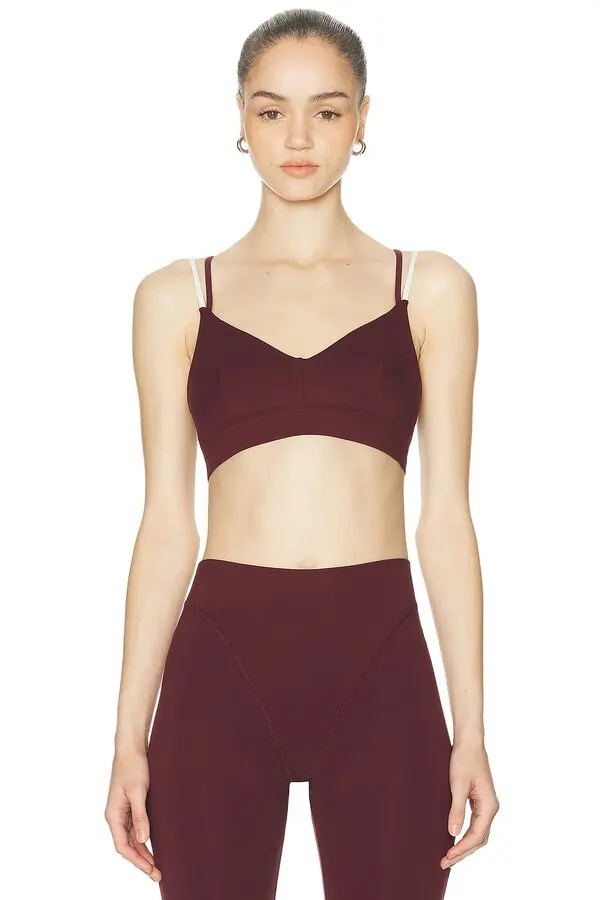 NORBA Strappy Bralette In Burgundy