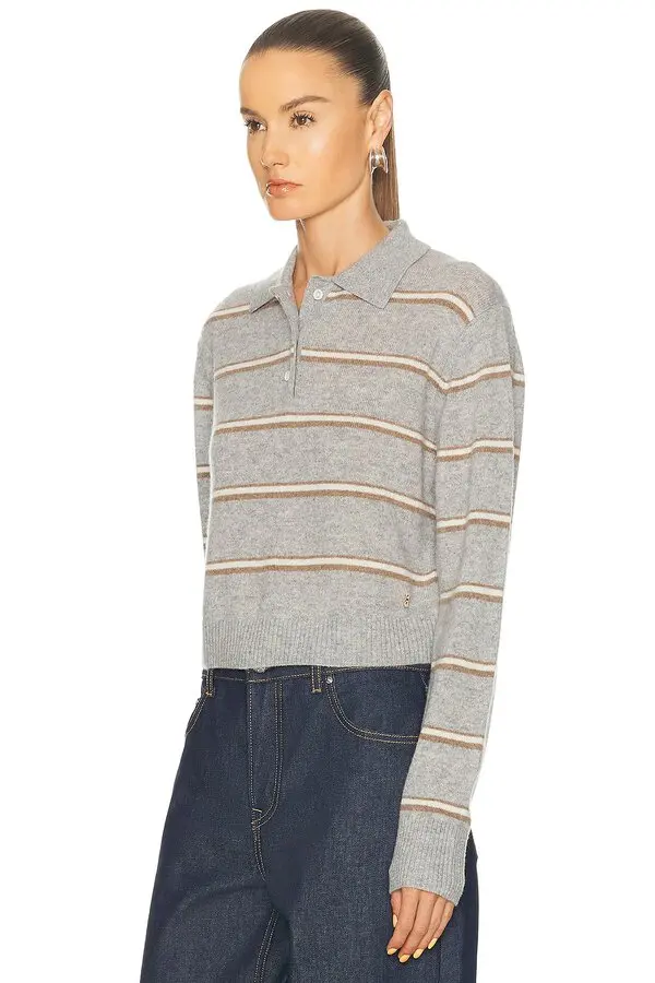 Eterne Barrett Cashmere Sweater - Heather Grey Stripe