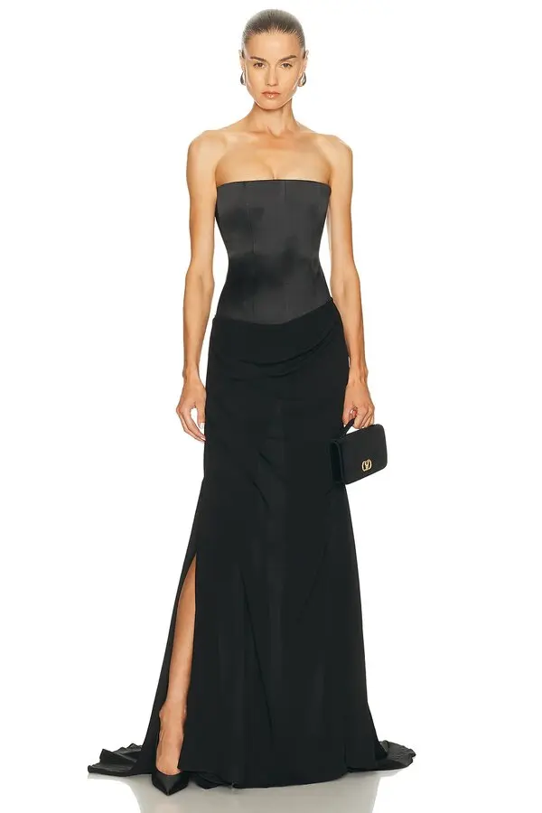 Alex Perry Strapless Corset Gown - Black