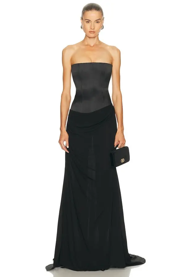 Alex Perry Strapless Corset Gown - Black
