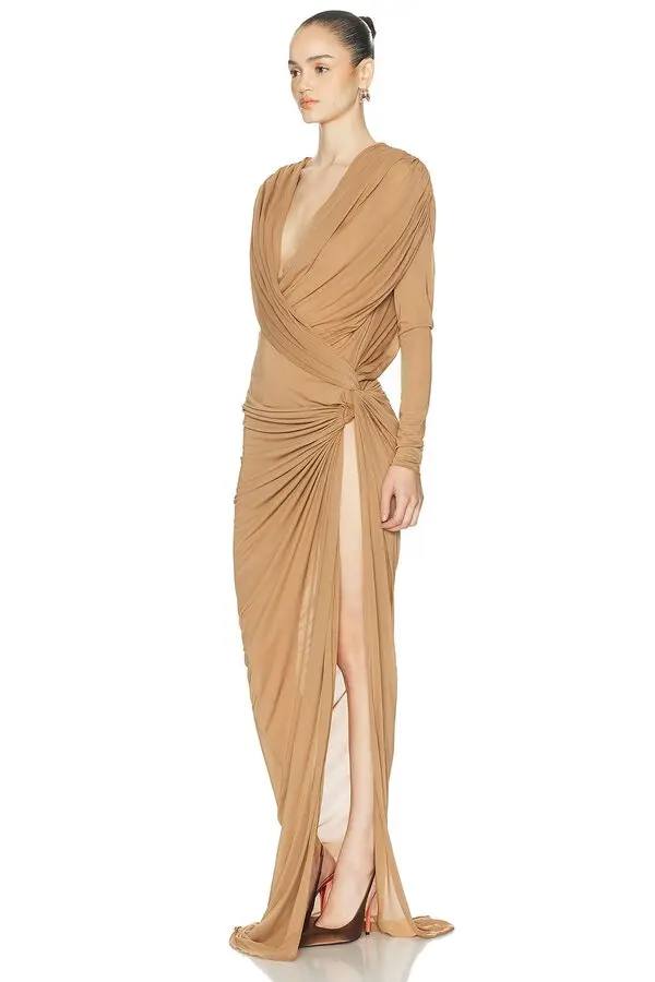 Atlein Draped Longsleeve Dress