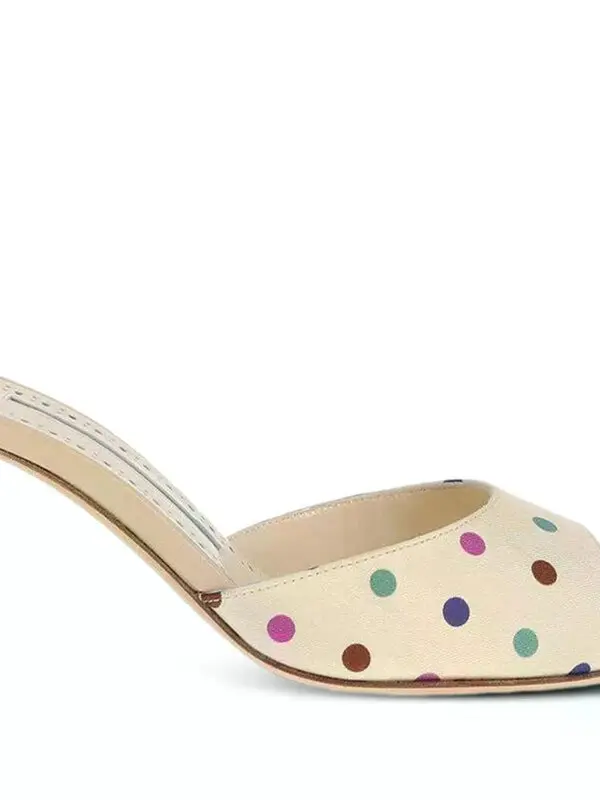 Manolo Blahnik Jadaron Polka-dot Sandals - Neutrals