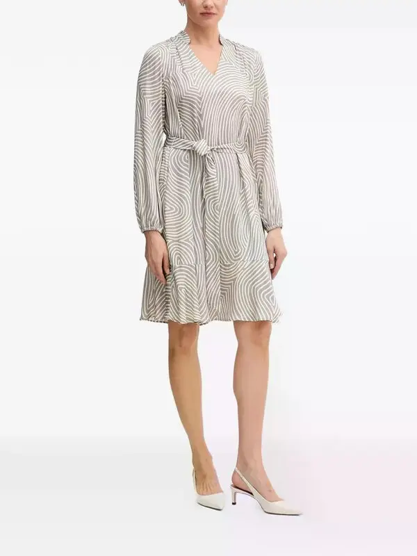 MARC AUREL Patterned Tie Belt Dress