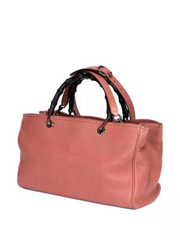 Gucci Leather Tote Bag With Bamboo Handle