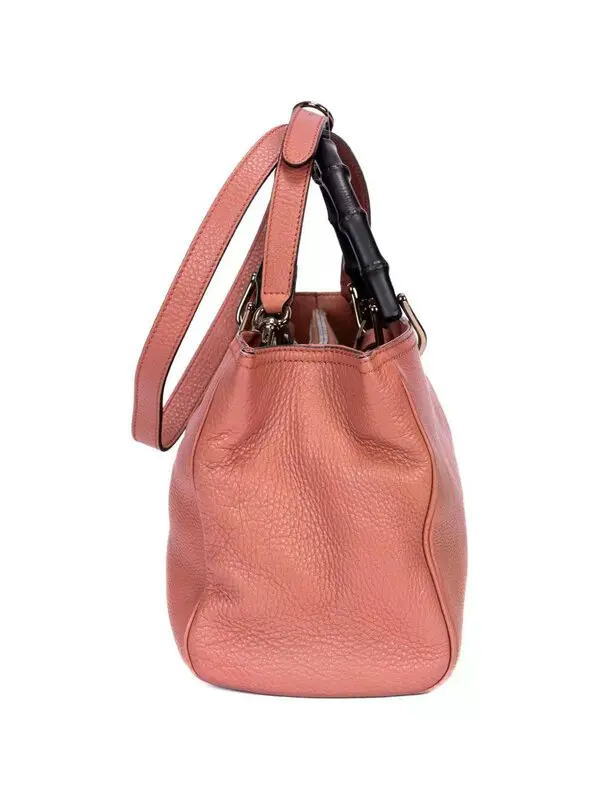 Gucci Leather Tote Bag With Bamboo Handle