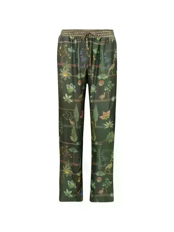 PIP STUDIO Floral Print Drawstring Trousers - Green