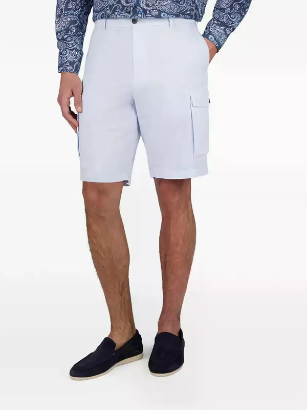 Paul & Shark Garment-dyed Bermuda Cargo Shorts - Blue