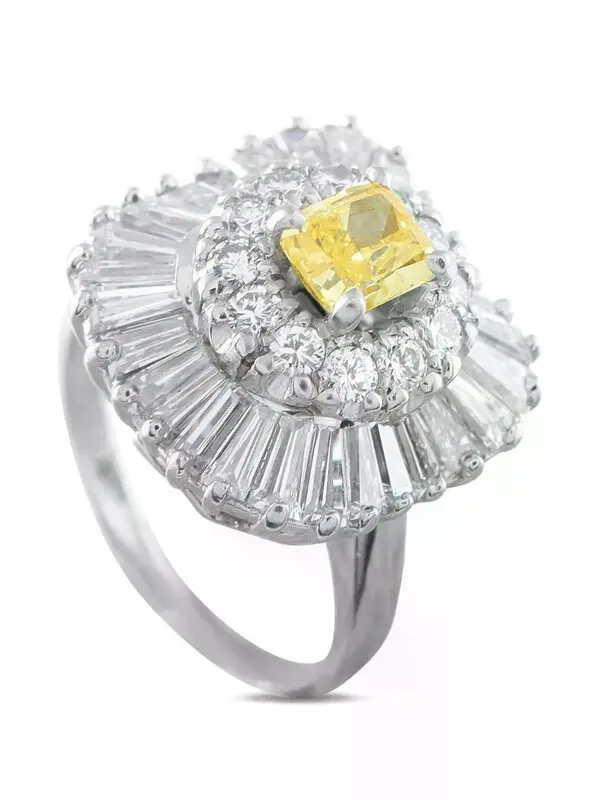 LB EXCLUSIVE Platinum, Yellow Diamond, And Diamond Ring - Silver