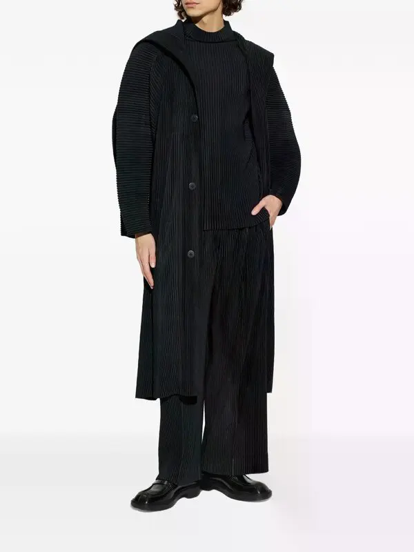 Issey Miyake High-neck Pleated Shirt - Black