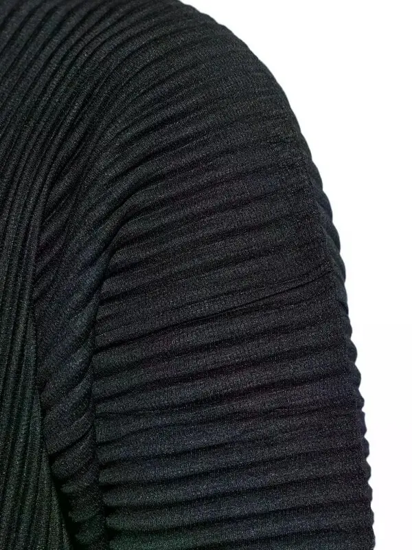 Issey Miyake High-neck Pleated Shirt - Black