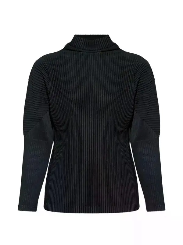Issey Miyake High-neck Pleated Shirt - Black