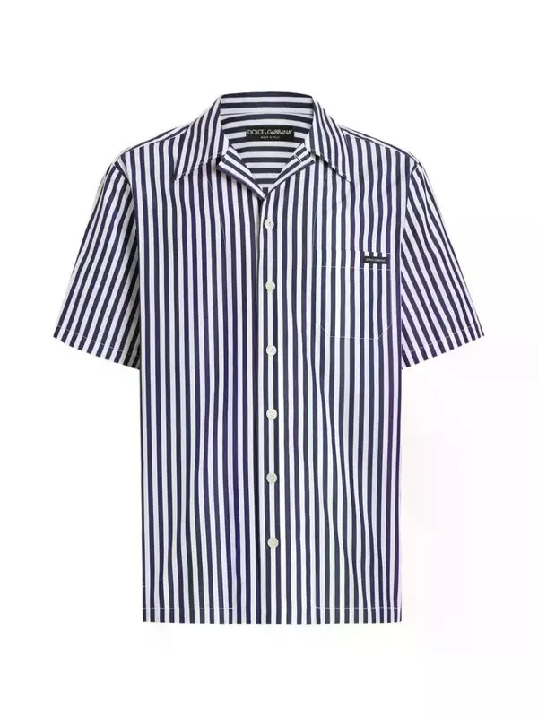 Dolce & Gabbana Hawaii Striped Poplin Shirt - Blue