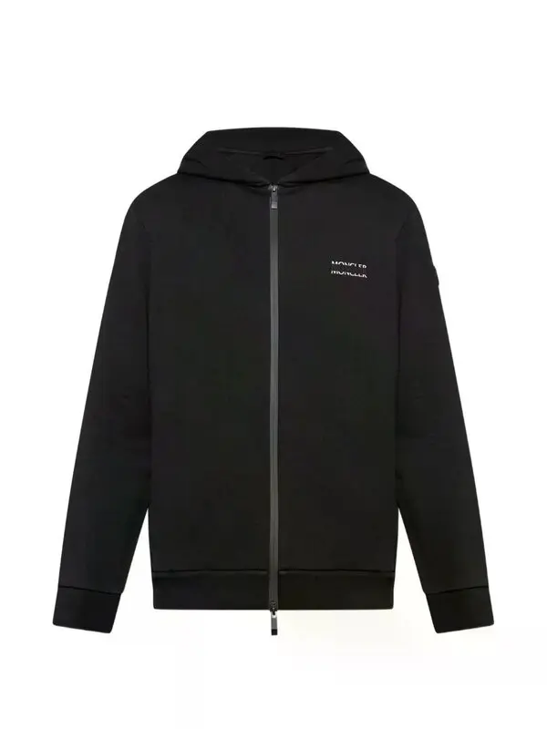 Moncler Hooded Zip-up Top - Black