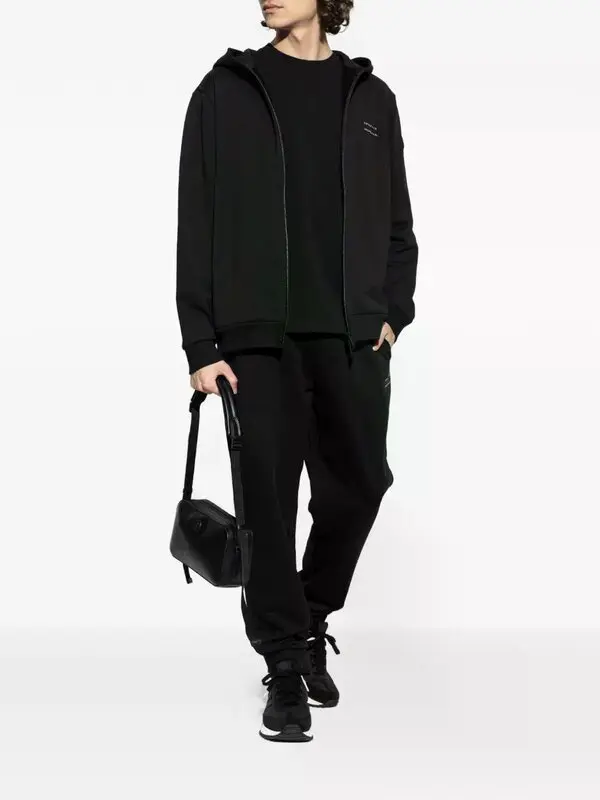 Moncler Hooded Zip-up Top - Black