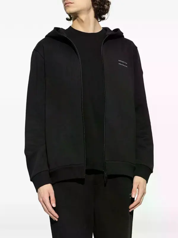 Moncler Hooded Zip-up Top - Black
