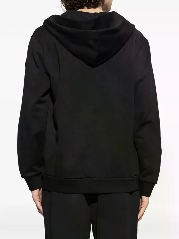 Moncler Hooded Zip-up Top - Black
