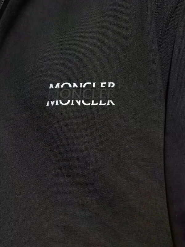 Moncler Hooded Zip-up Top - Black
