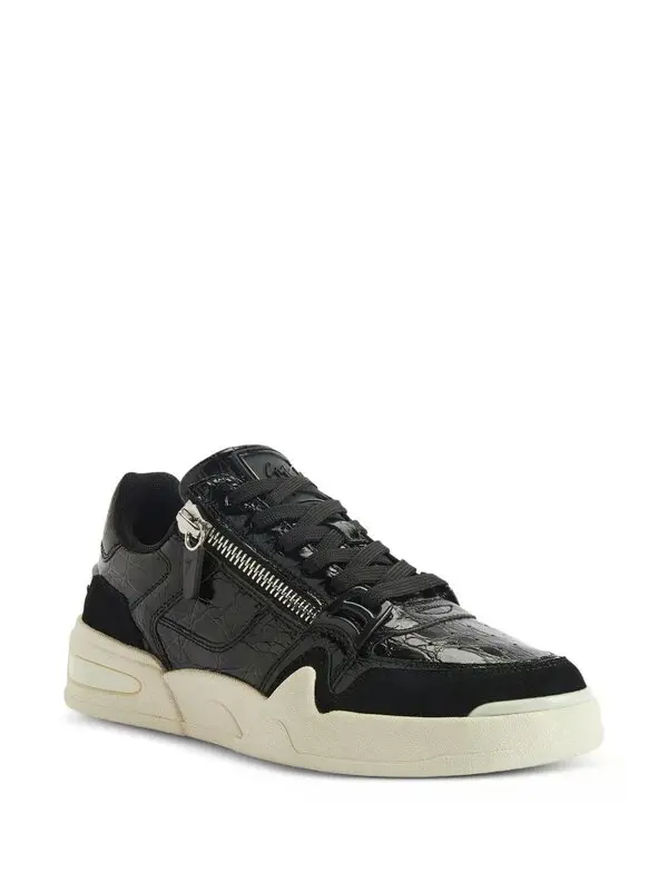 GIUSEPPE ZANOTTI Crocodile Print Zip Sneakers - Black