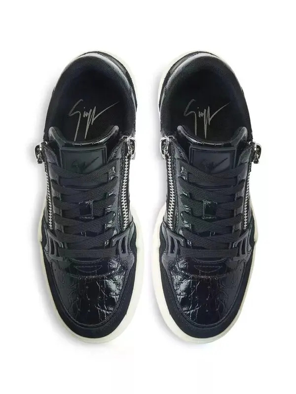 GIUSEPPE ZANOTTI Crocodile Print Zip Sneakers - Black