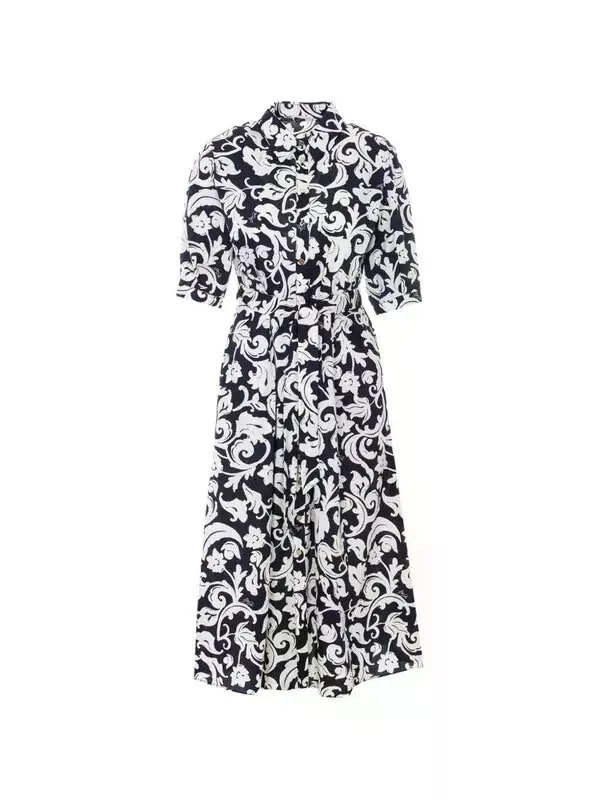 Liu Jo Floral Print Midi Dress With Belt - Blue