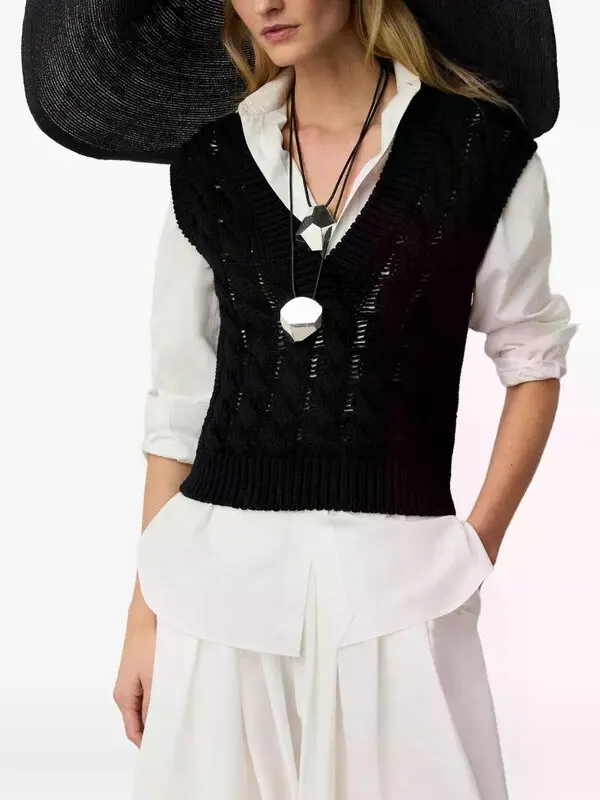 Ralph Lauren V-neck Cable-knit Top